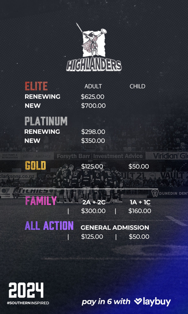 Highlanders Memberships | Highlanders Rugby Club Limited Partnership